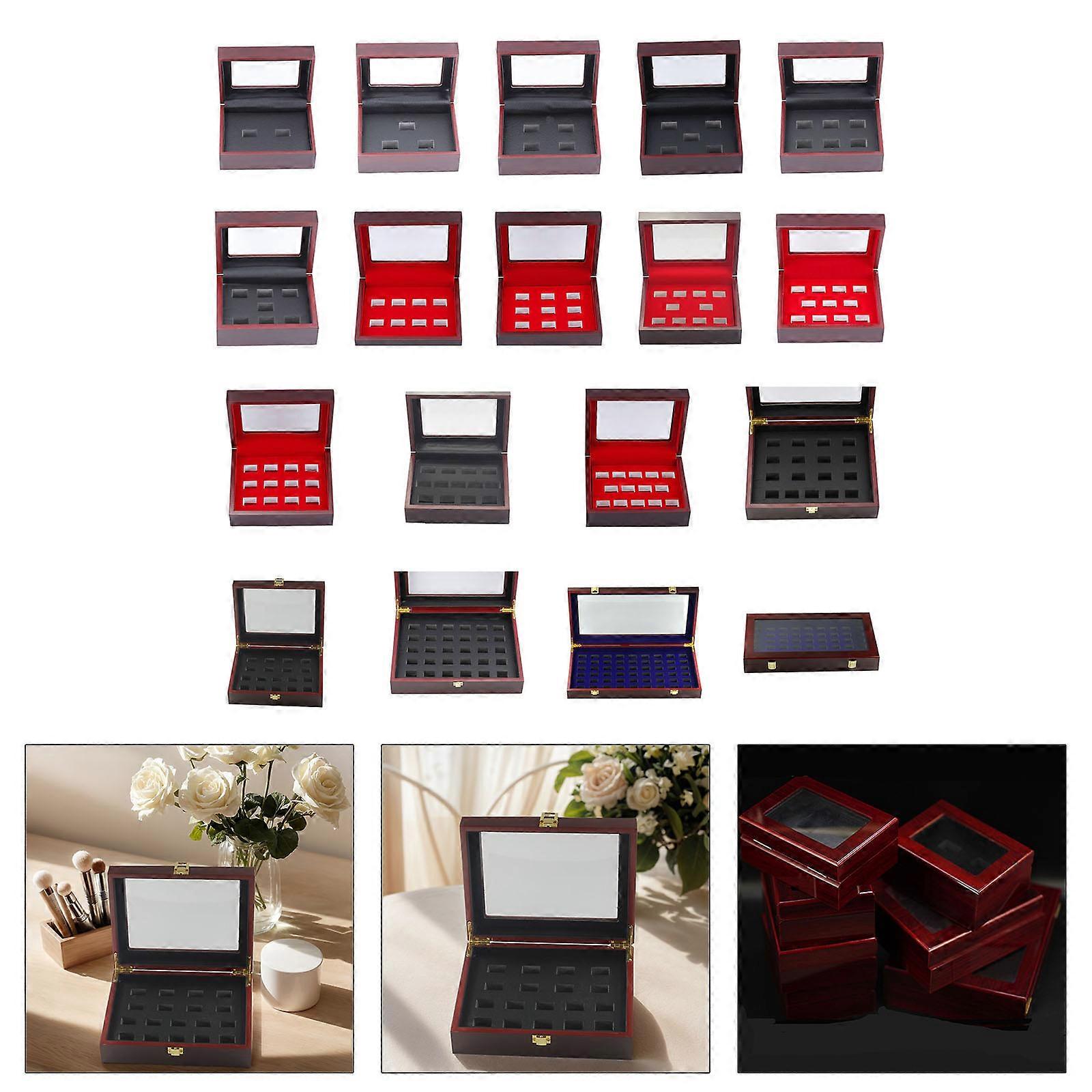 Wood Championship Ring Display Case for Multiple Sports Rings Jewelry ...