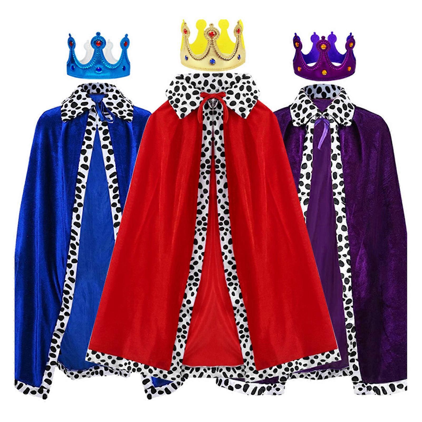 King Robe Costume with Crown, Halloween Cospaly Costume King Cape King ...