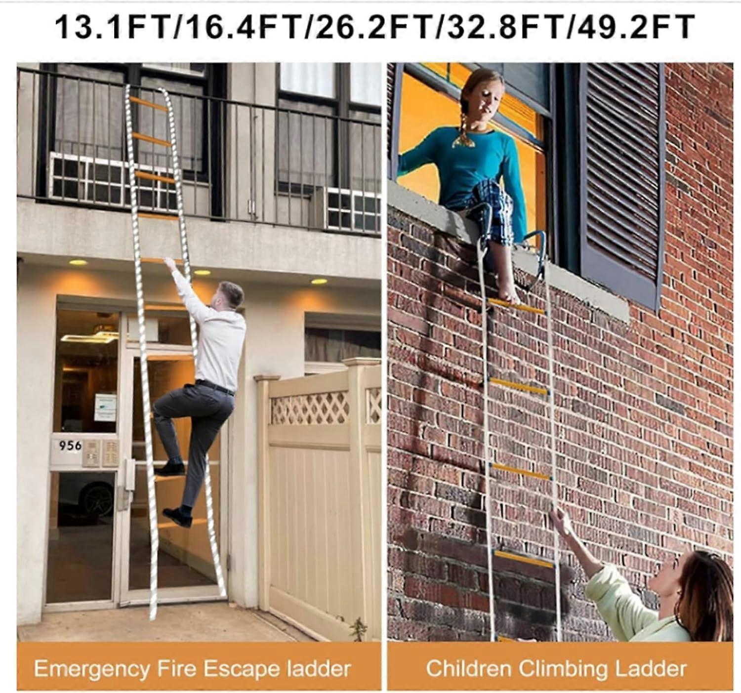 Emergency Fire Escape Ladder Rope Escape Ladder with Hook and and ...