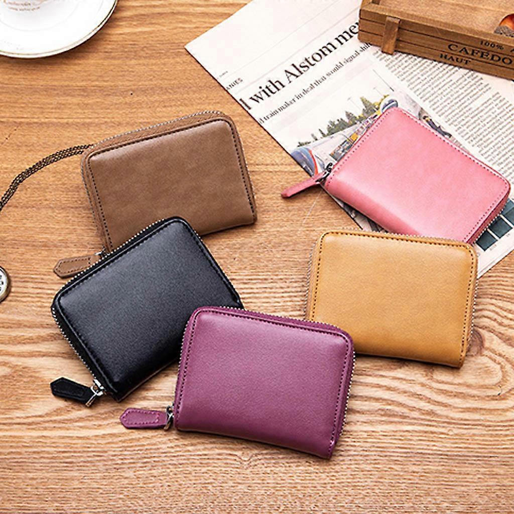 Leather Credit Card Wallet RFID Zipper Coin Purse Cash Pocket Organizer ...