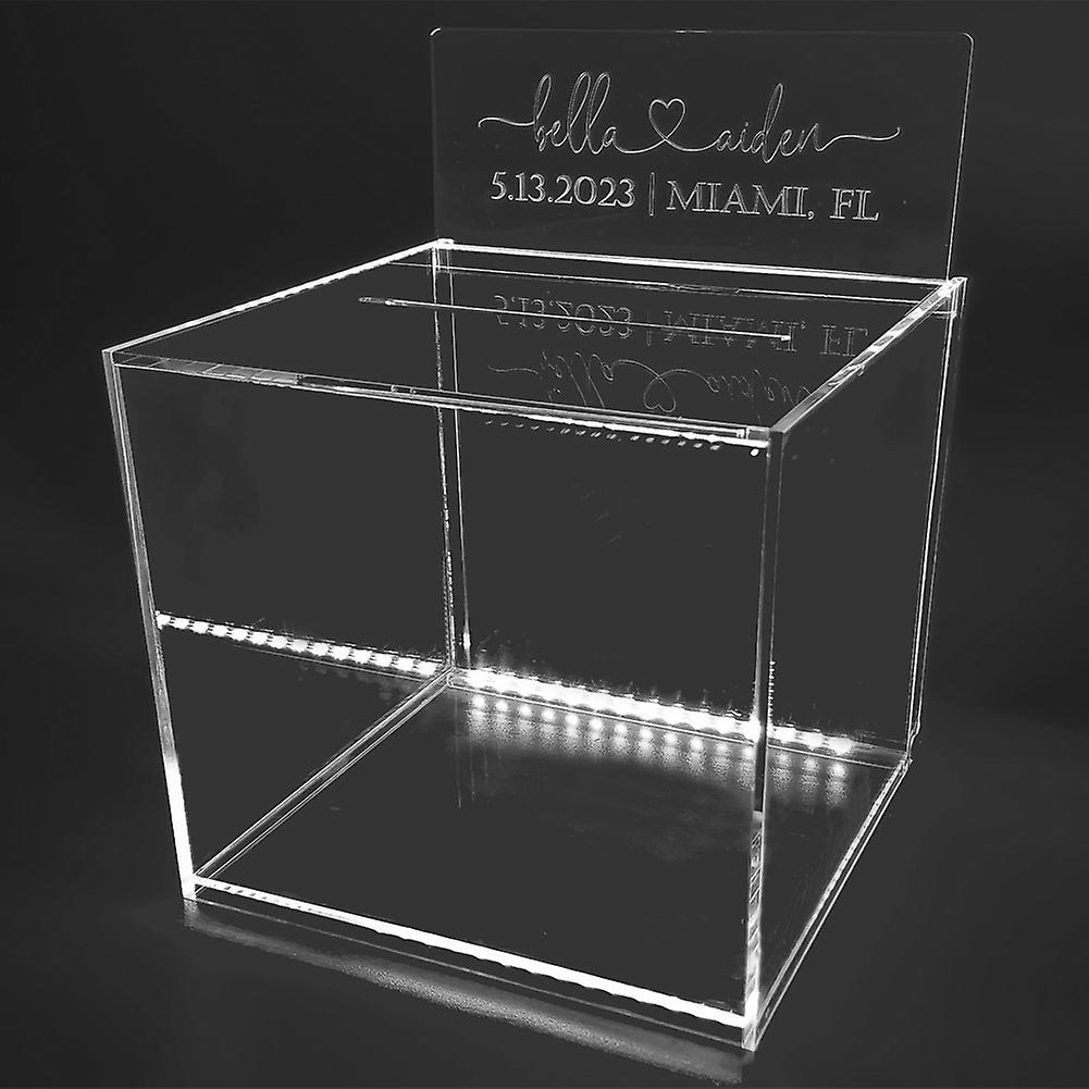 OnDisplay LED Light 10" Luxe Acrylic Clear Wedding Card Money Box w ...