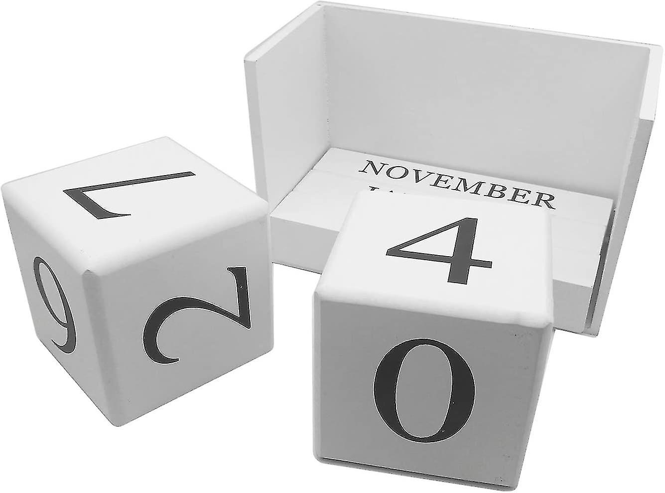Wooden Desk Blocks Calendar - Perpetual Block Month Date Display Home ...
