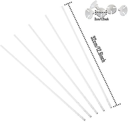 Balloon Sticks, 50 Pcs 32cm Plastic Thicken Milk-white Balloon Sticks Holders With Cups Suit For ...