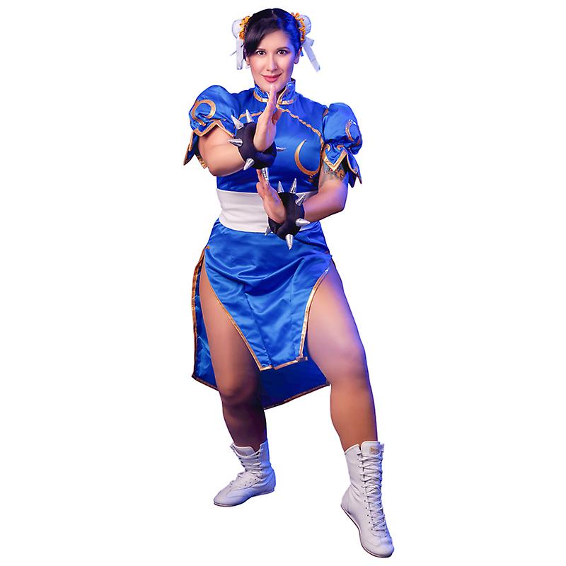 Chun Li Cosplay Costume for Adult Blue Cheongsam Halloween Party Dress ...