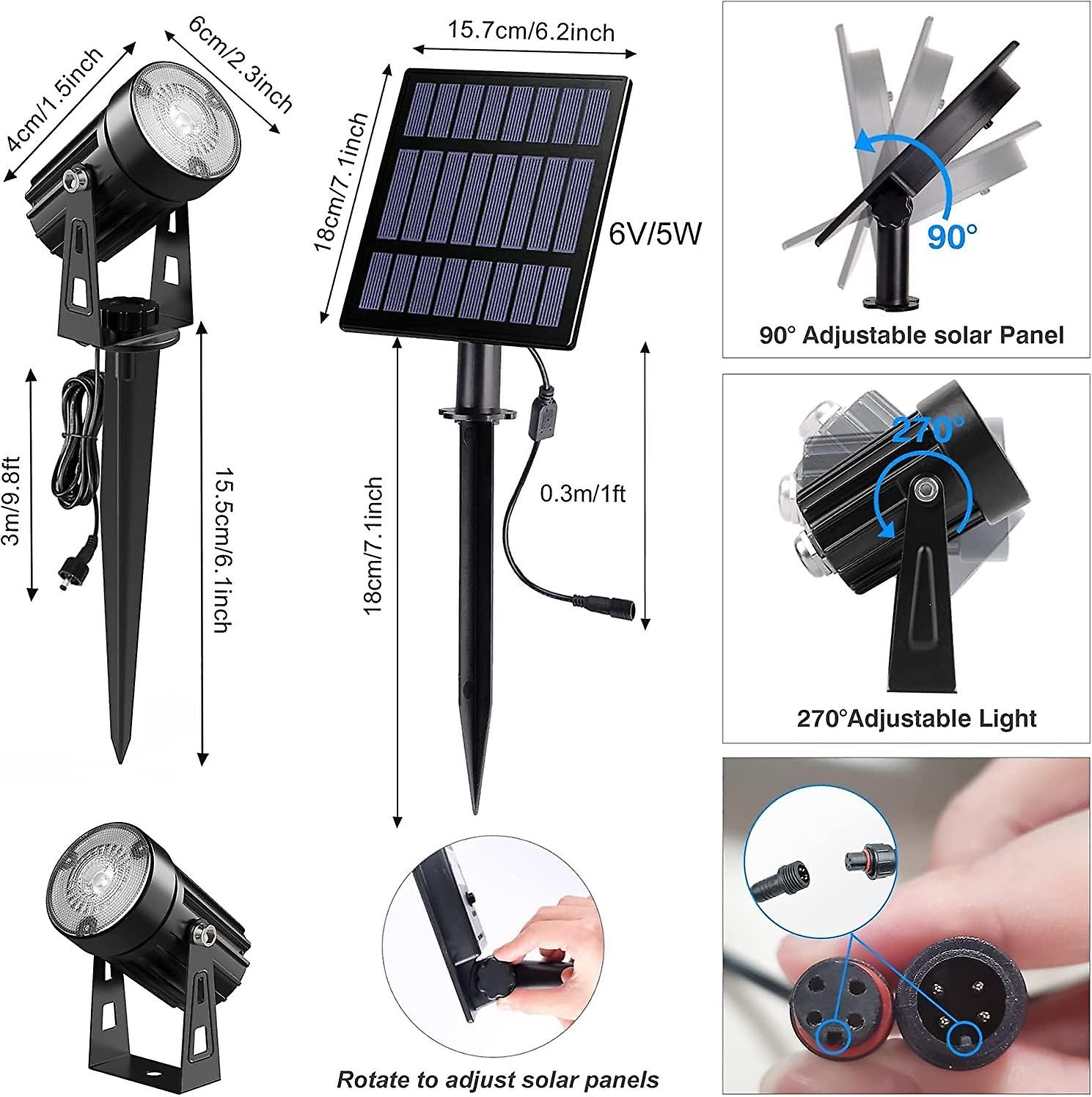 Outdoor Solar Spotlight, RGB Solar Lamp LED Solar Garden Light, IP65 ...