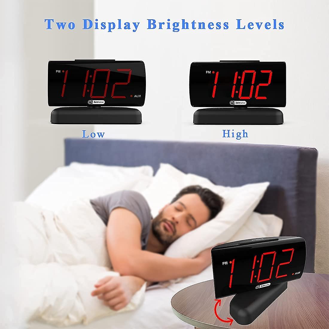 LED Digital Alarm Clock with Swivel Base, Red LED Display, Large Digits ...
