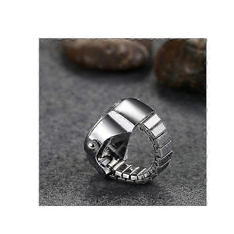 Men Women Finger Watch Creative Elastic Round Quartz Finger Ring ...