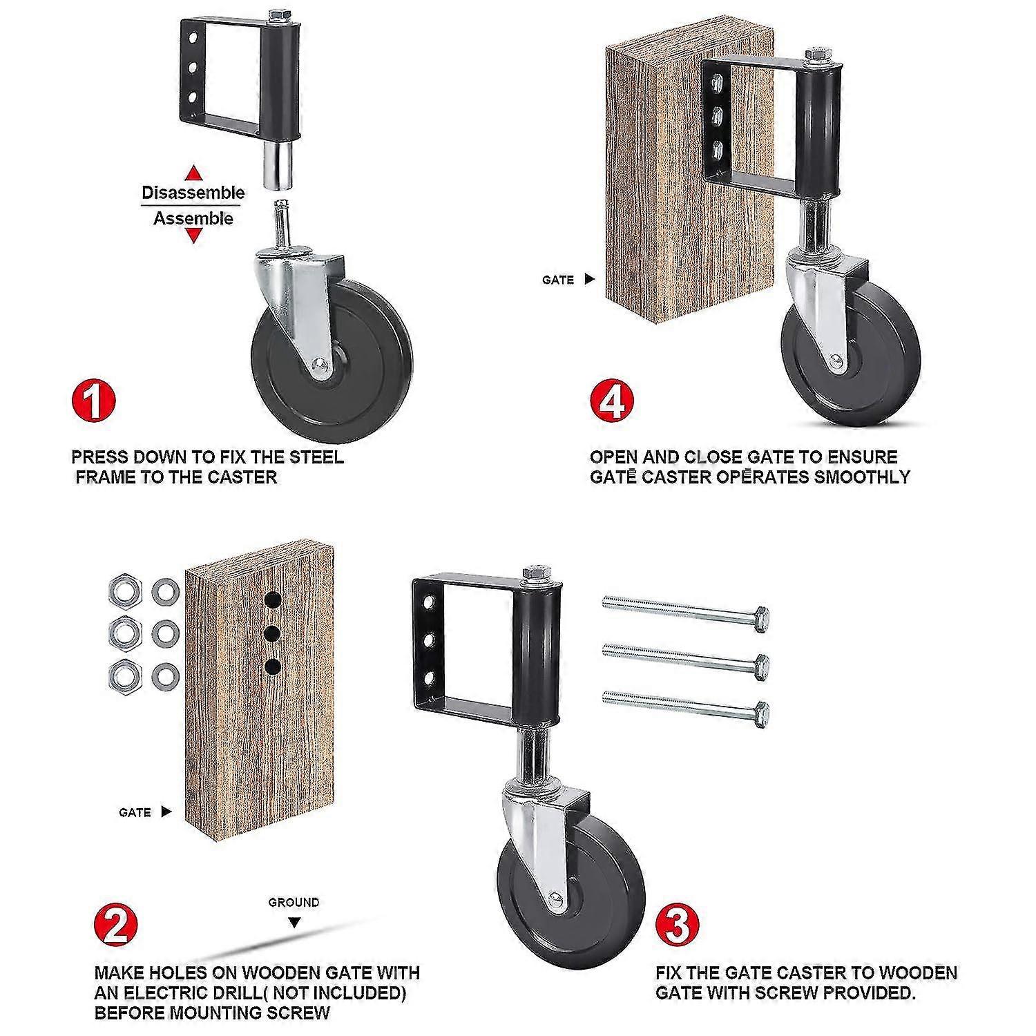Set Of 2 Aging Resistant Rubber Spring Loaded Gate Rollers With ...