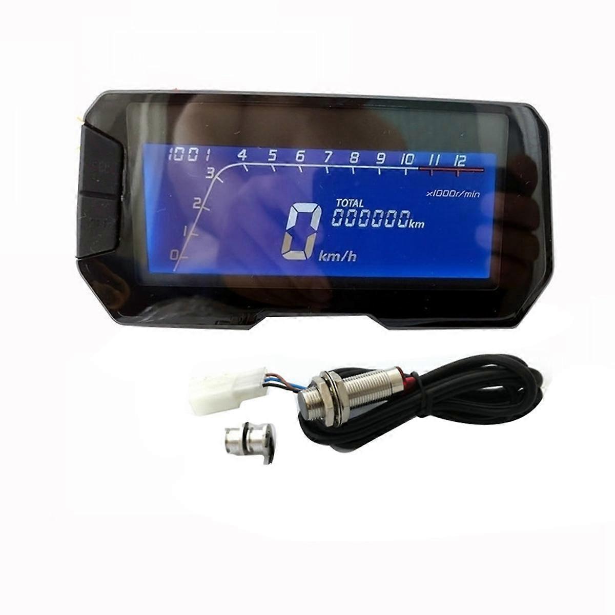 LED 12000RPM 6 Gear Universal Motorcycle LCD Digital Speedometer ...