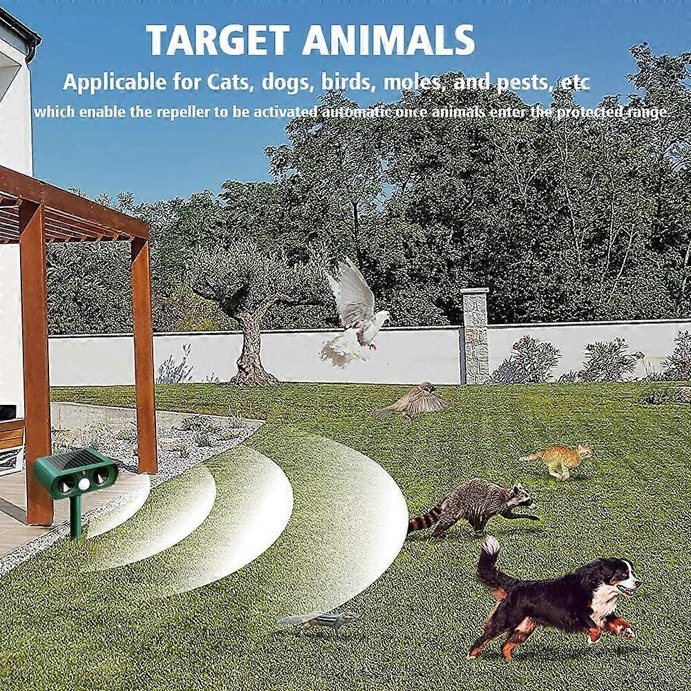 Solar Ultrasonic Cat Repeller Outdoor Cat Repellent Adjustable ...