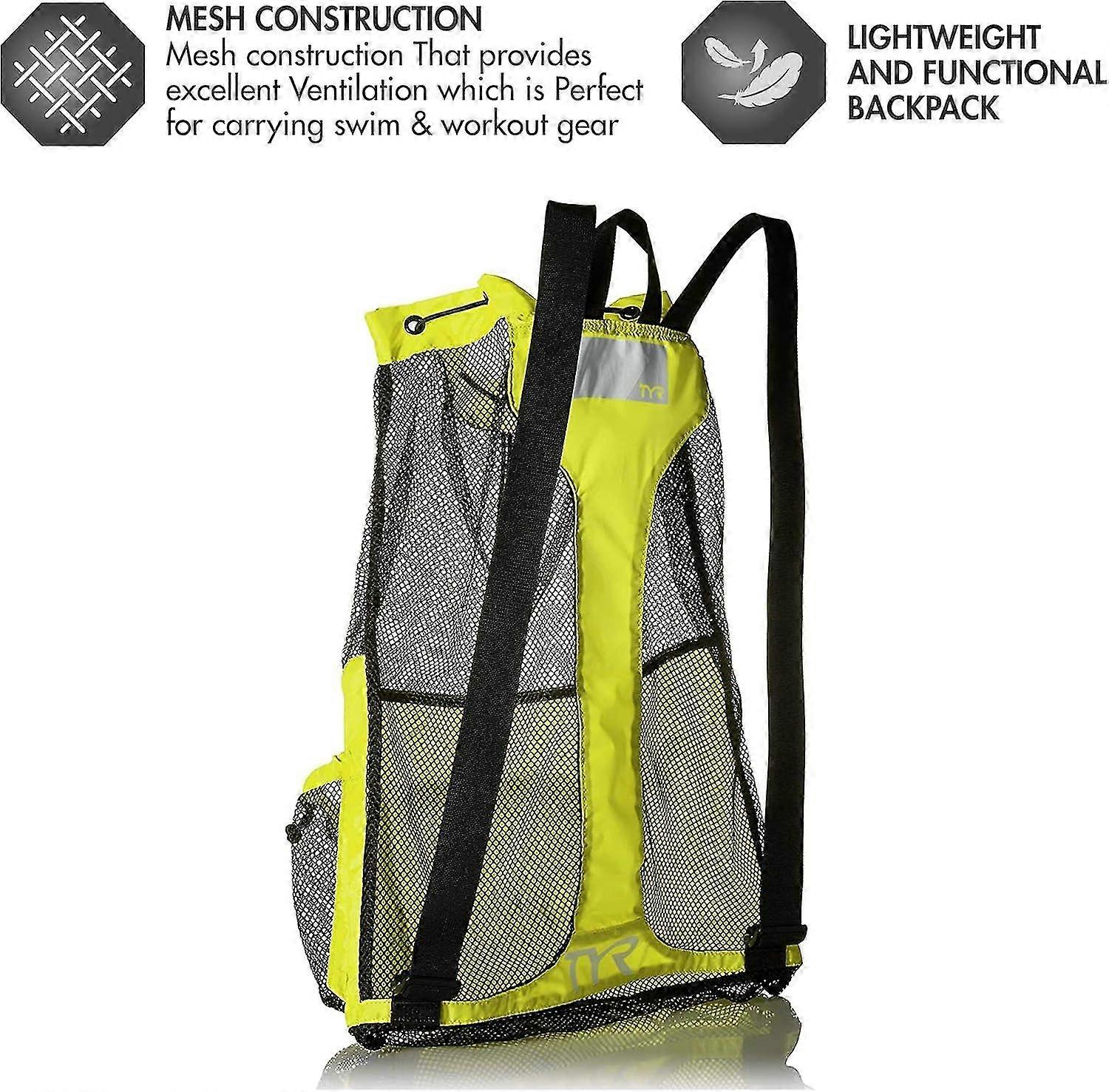 Big Yellow Mesh Mummy Backpack for Gym, Swimming, and Workout Gear ...