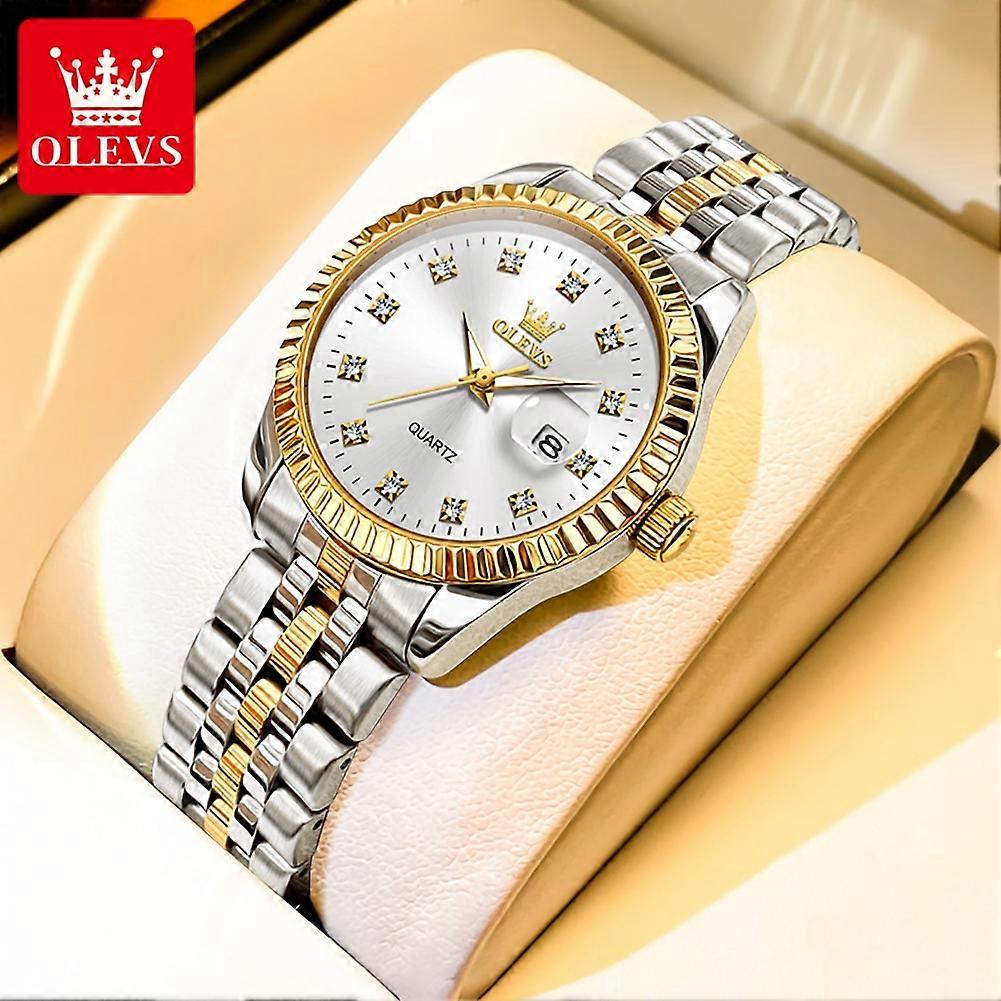 OLEVS Damenuhren Luxus Rolex Stil Elegante Edelstahl Diamant Armbanduhr ...