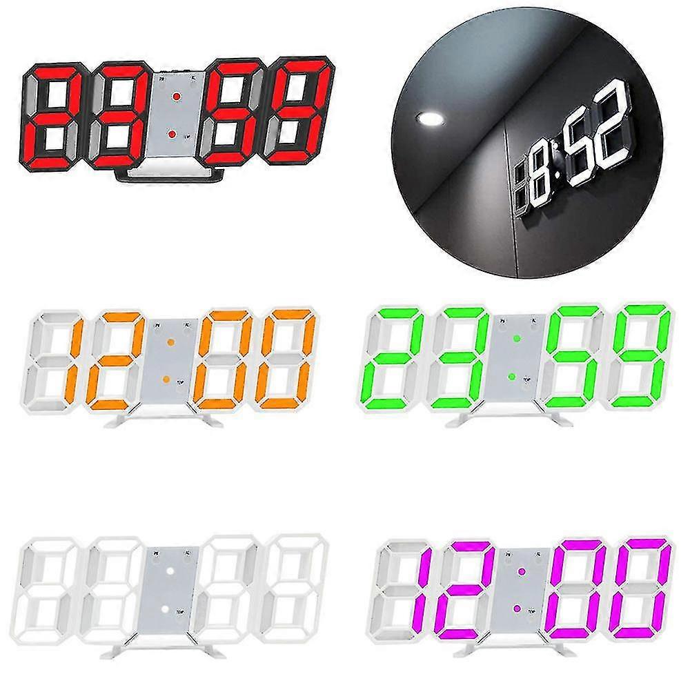 Led Digital Wall Clock 3d Design Larger Numbers Alarm Clock Time Clock ...