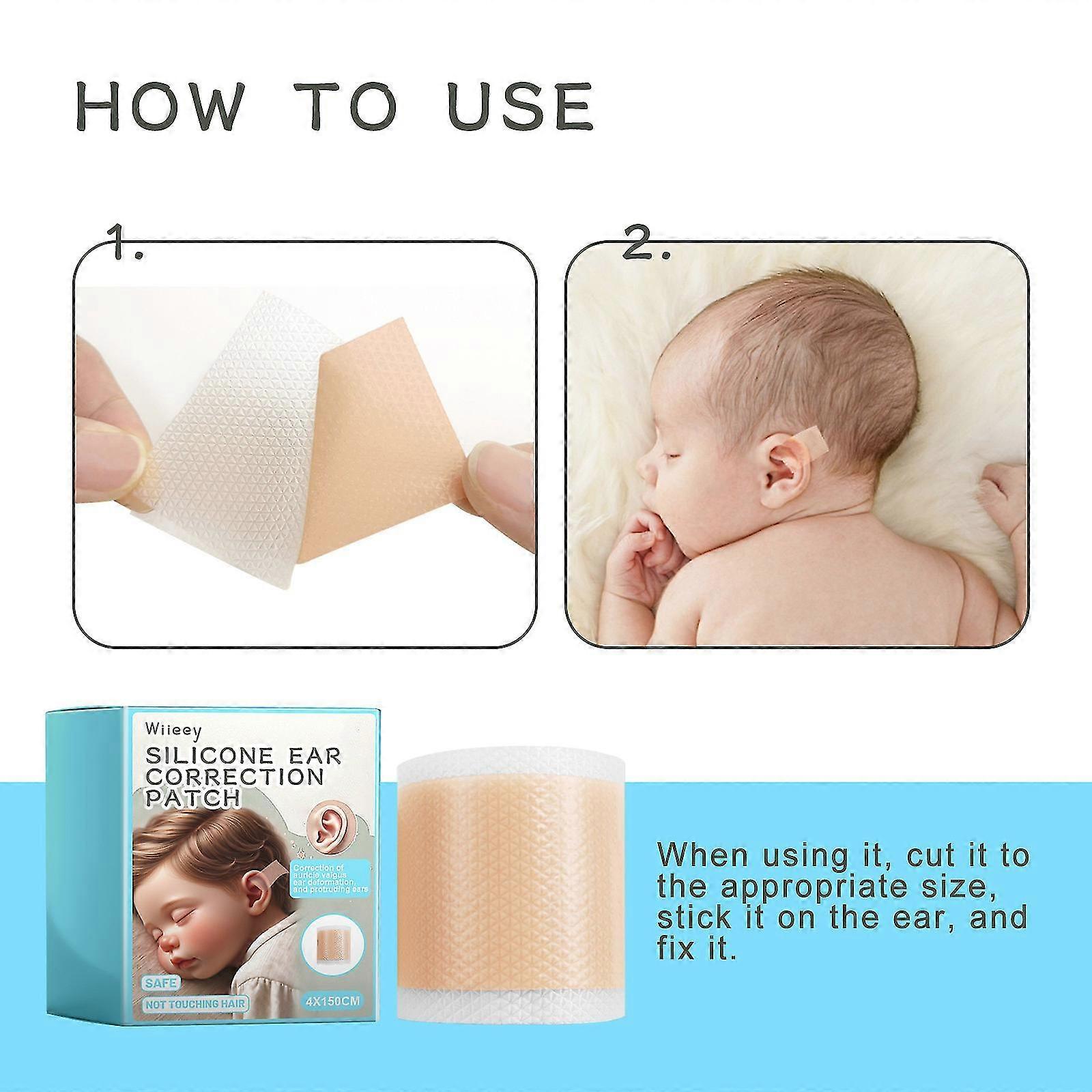 Baby Soft Breathable Silicone Ear Correctors Tape, Baby Auricle Valgus Correction Patch Ear ...