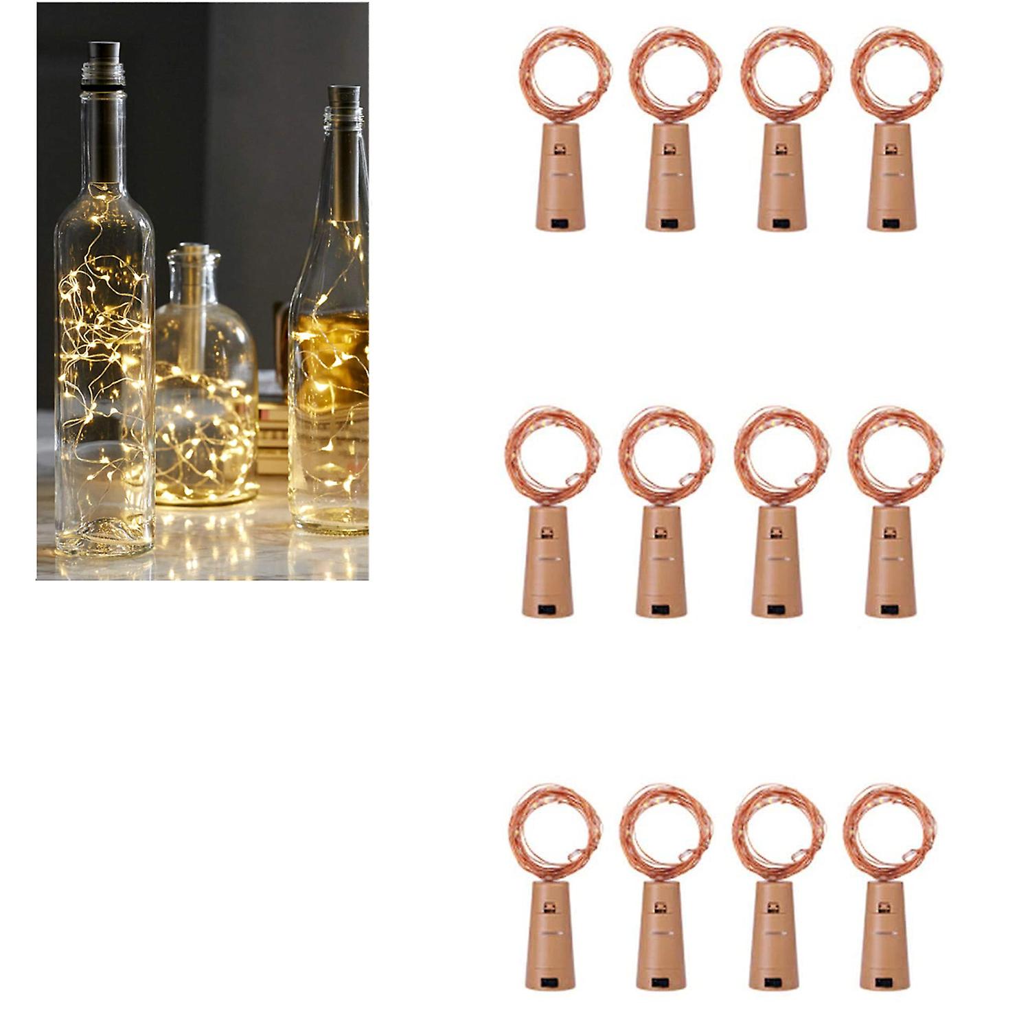 2m Bottle Light Warm White (10 Pieces), Battery Operated Light Chain ...