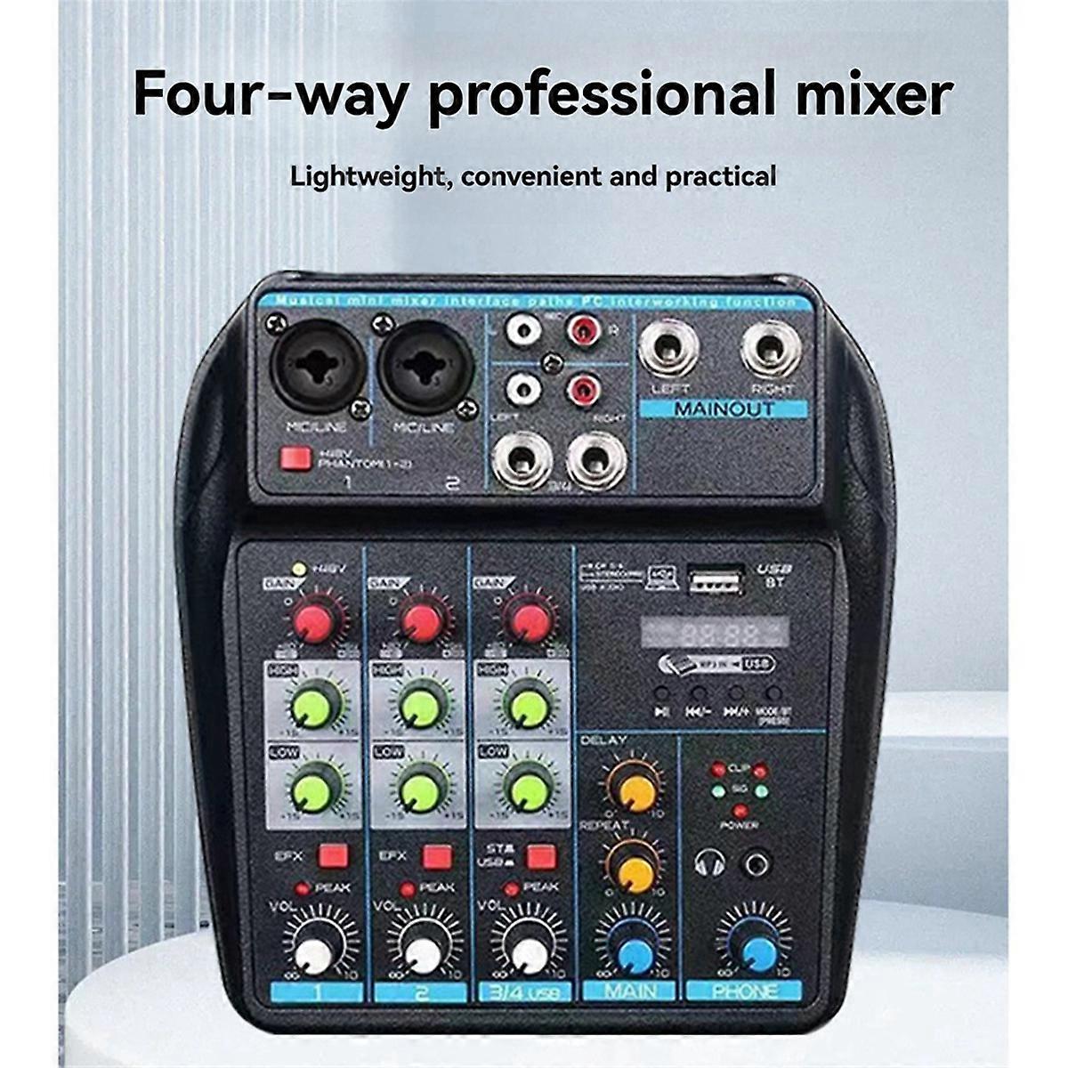 Professional 4-Channel USB Audio Mixer Console with Bluetooth ...