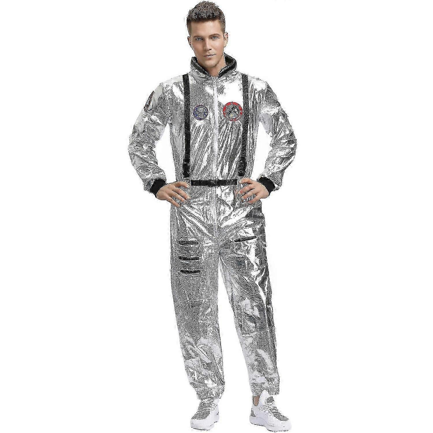 Astronaut Costume Space Suit For Adult Cosplay Costumes, Zipper Silver ...