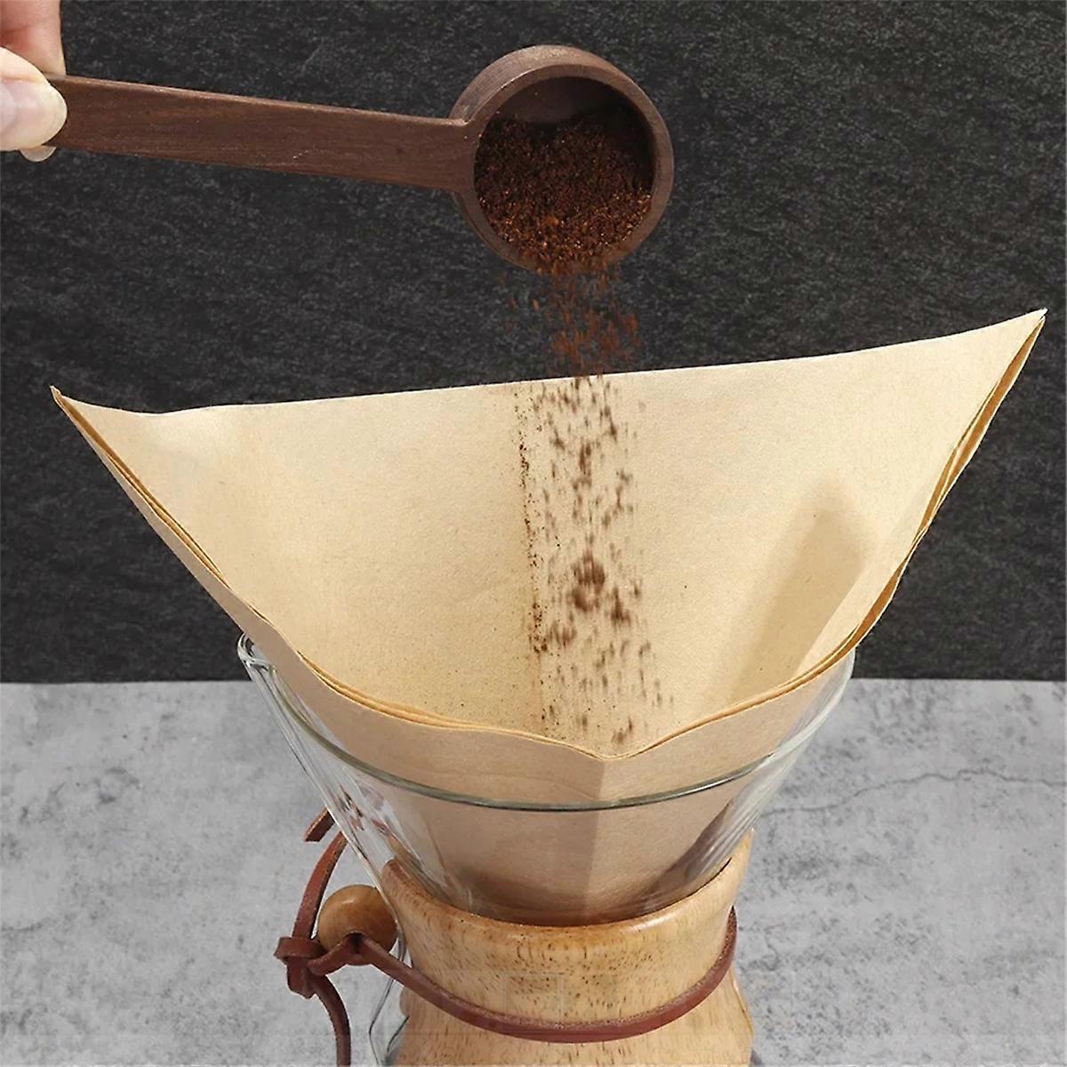 50PCS Square Coffee Filter for 3-10 Cups Natural Unbleached Disposable ...