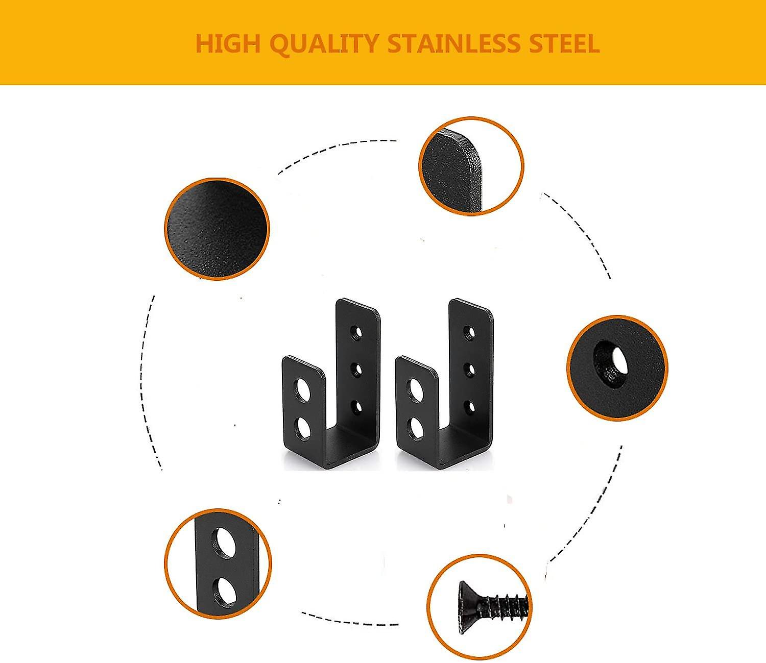 2 Pack Heavy Duty Steel Door Brackets For 2x4 Door, U-shape Security ...