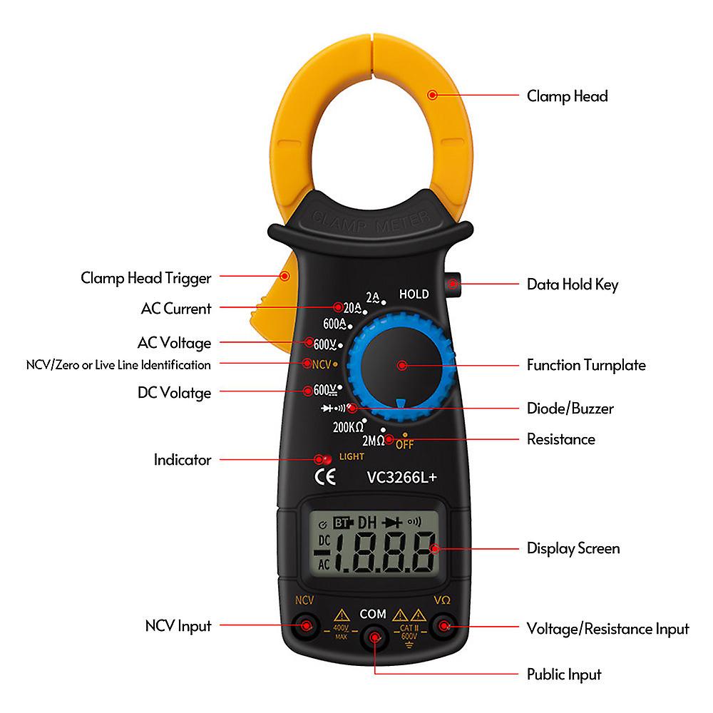 Digital clamp meter smart multimeter measures resistance alternating ...