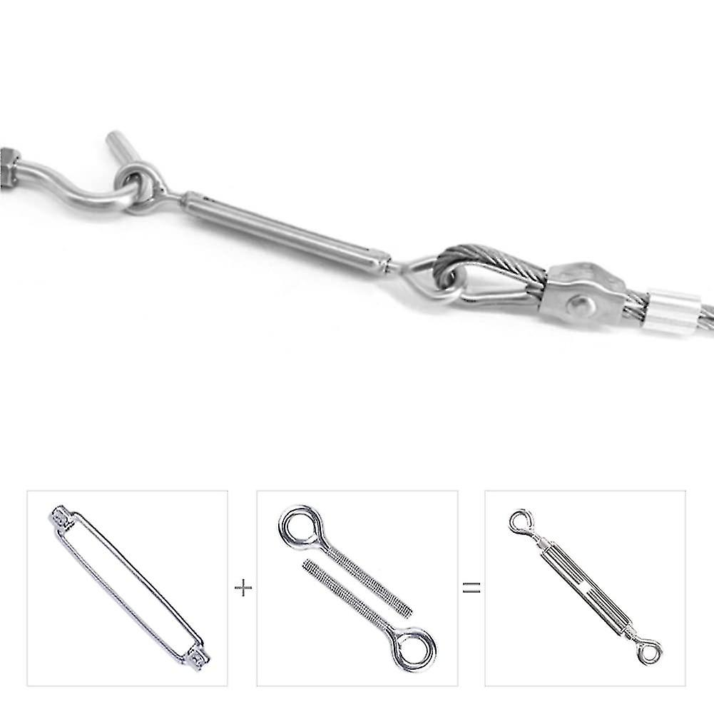 6 Pieces Cable Tensioner M5 Adjustable 304 Stainless Steel Cable Tensioner Eye And Eye For Wire ...