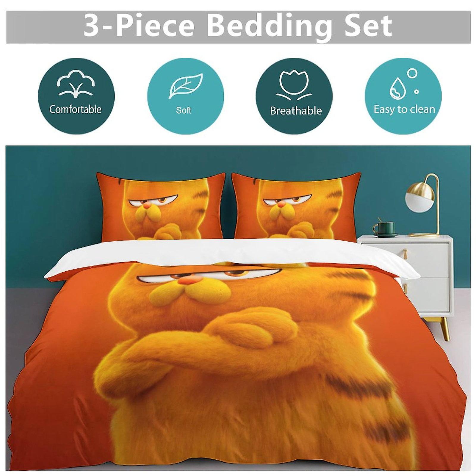 Garfield Bedding Sets Cute Bed Cover Anime Cartoon 3D Printed ...