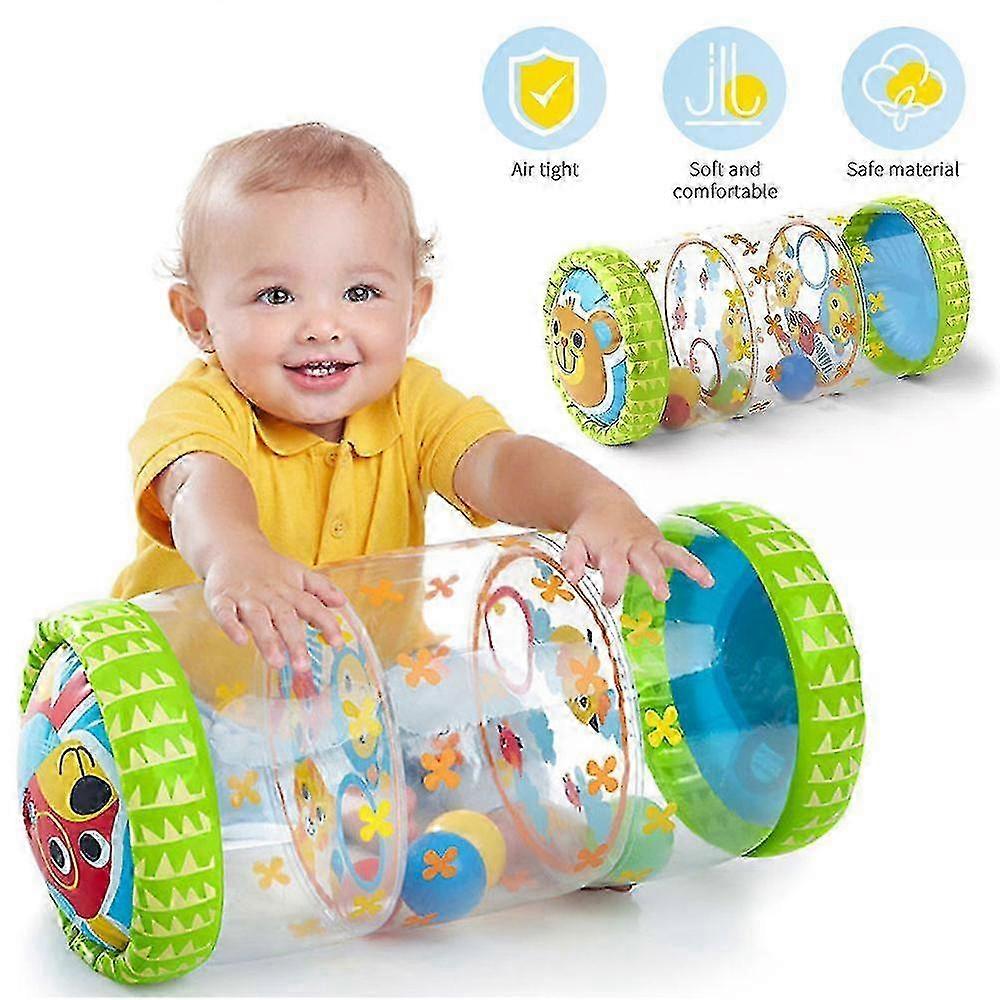 Inflatable Crawl Roller With Ball And Bell Play Toy Toddler Infant Baby ...