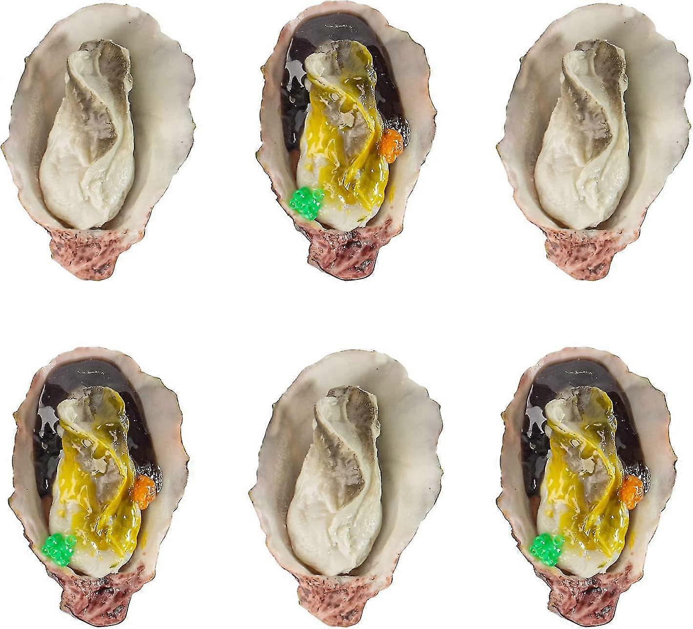 6pcs Fake Oysters Artificial Shellfish Seafood Model For Decoration ...