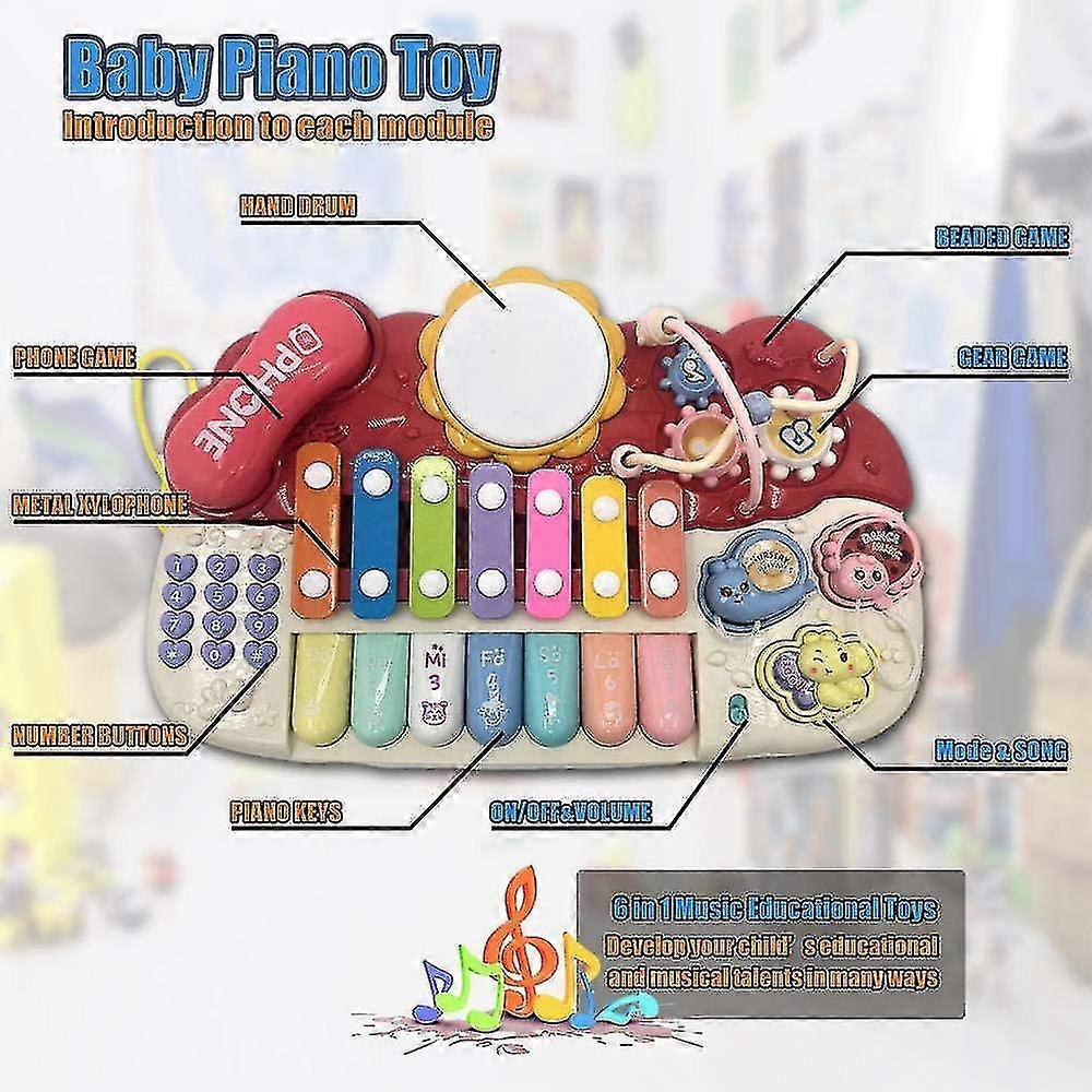 7 In 1 Musical Toys For 1 3 Toddlers Kids Electronic Piano Xylophone ...