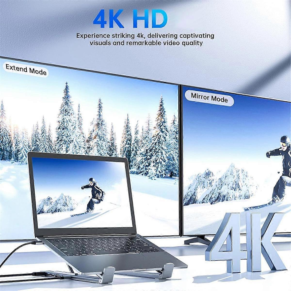 Eight in One USB C Laptop Docking Station Stand USB C Hub Adjustable 10 ...