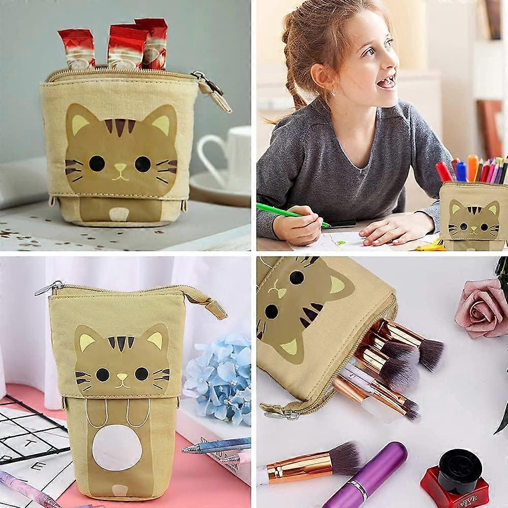 Cat Pencil Case Cute, Stand Pencil Case Holder, Telescopic Pencil Case ...