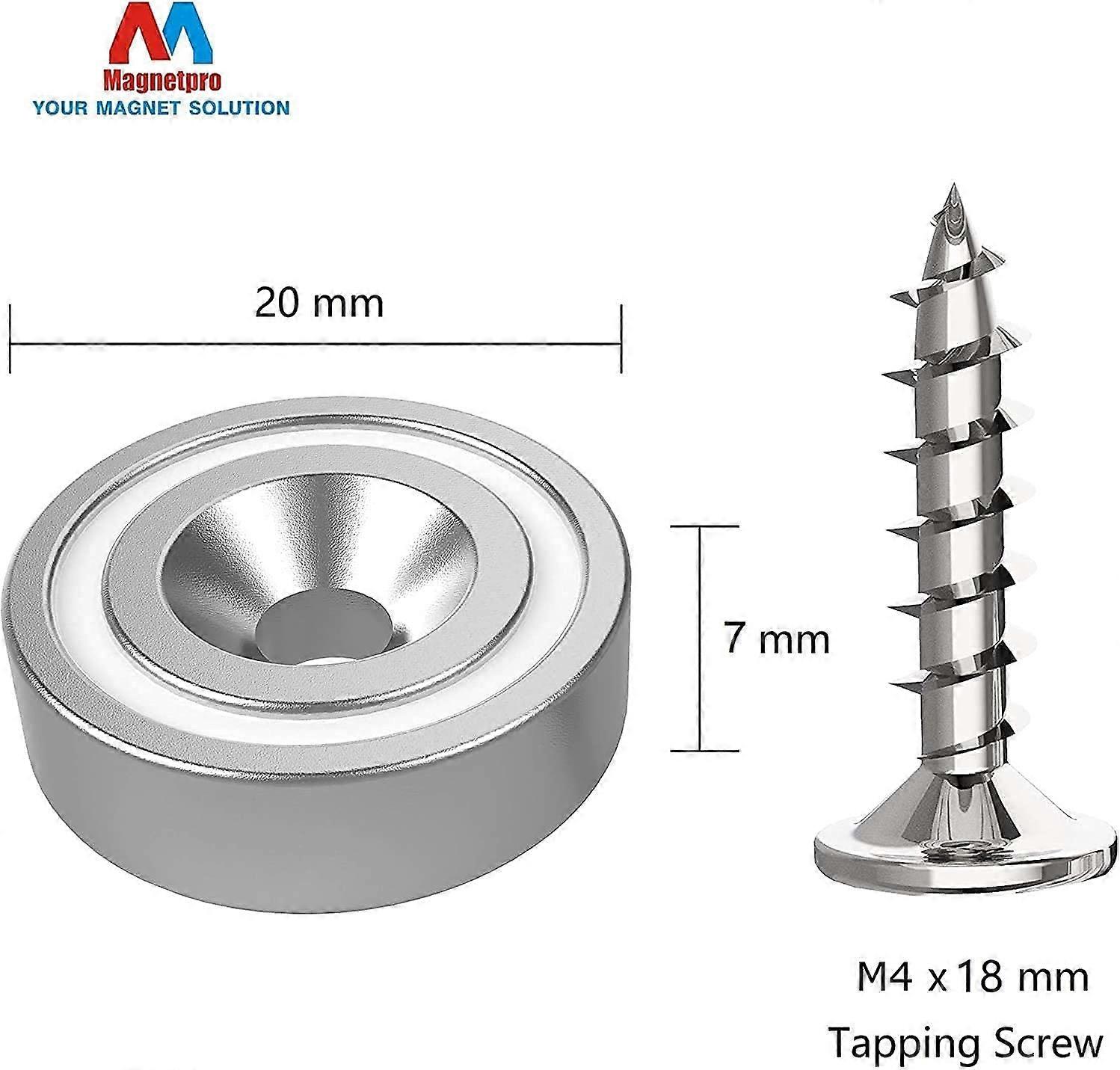 6 pieces Neodymium magnets 10 KG strength 20 x 7 mm with hole and ...