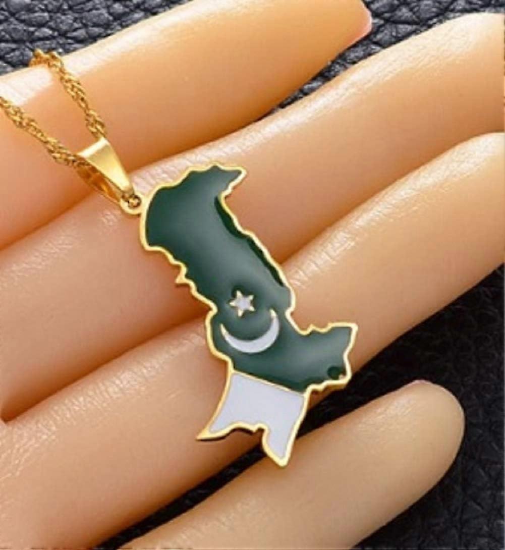 Gold Plated Islamic Republic of Pakistan Flag Map Country Necklace ...