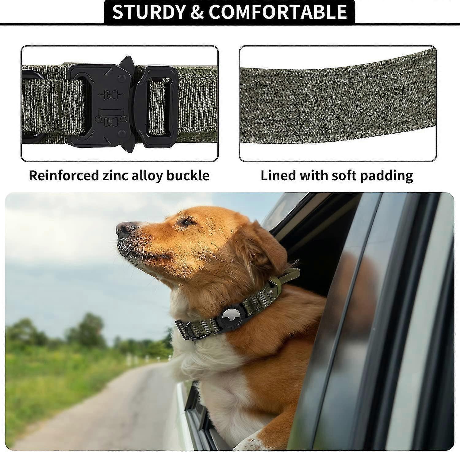 Tactical Airtag Dog Collar, Heavy Duty Air Tag Dog Collar, Military Dog ...
