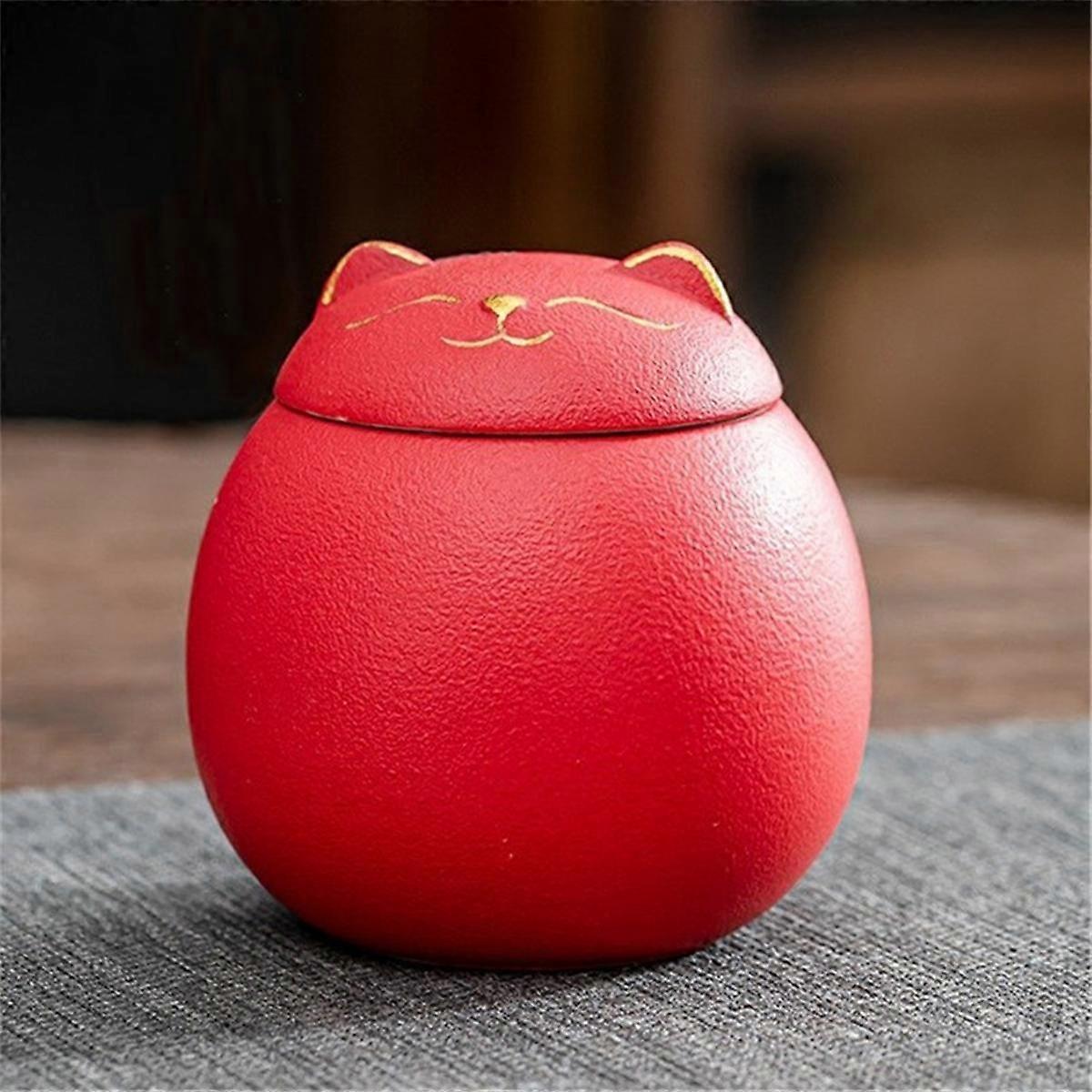 Ceramic Airtight Jar Tea Storage Jar Cat Shape Storage Jars Porcelain ...