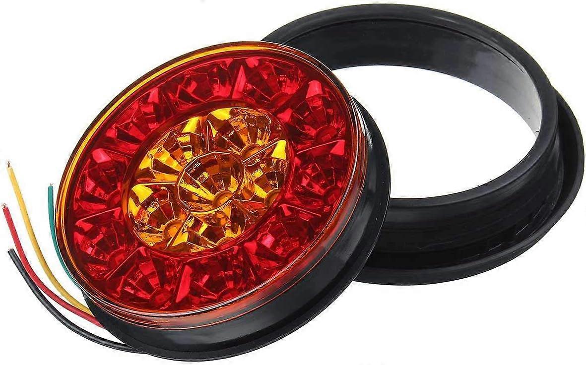 2 Pack Round 16 LED Tail Brake Light with Black Rubber Grommets for Car ...