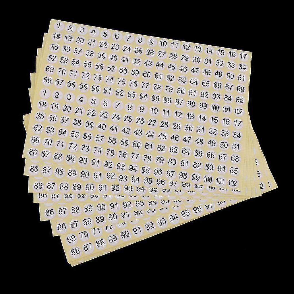 15 Sheets Round Sticky Numbered Labels 1-102 Self Adhesive Numbers ...