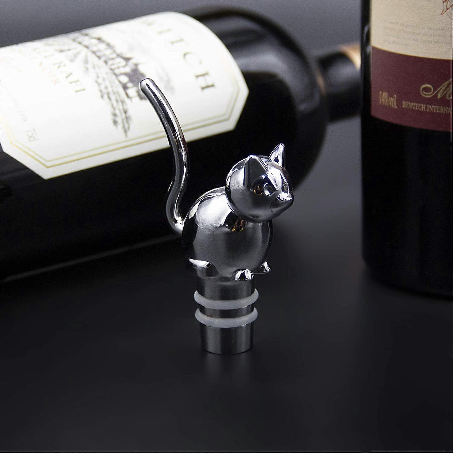 Funny Stainless Steel Wine Corks, Reusable Cat Wine Corks for Drinks ...