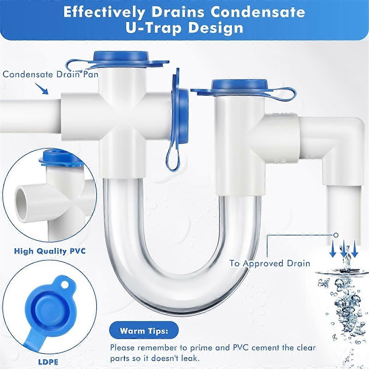 3/4 Inch Condensate Collector, PVC U-Shaped Collector for HVAC Air ...