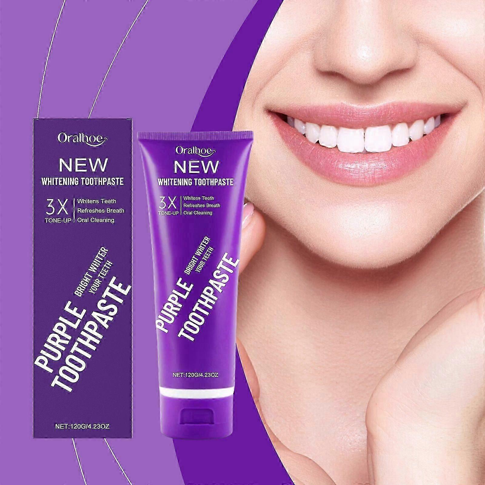 Purple Whitening Toothpaste, Deep Stain Remover Toothpaste for Coffee ...