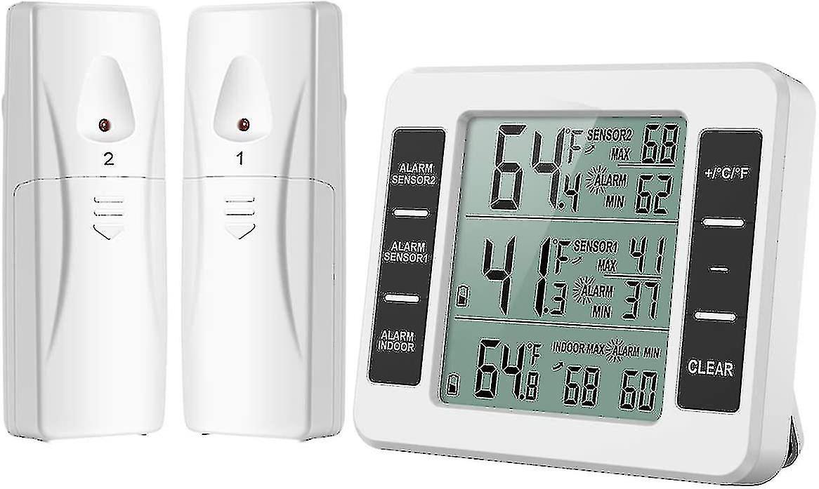 Fridge Thermometer, Digital Freezer Thermometer With Indoor Temperature ...