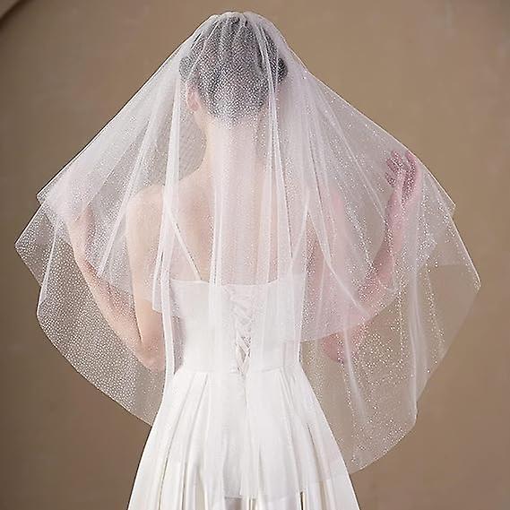 Shiny Veil White Color Wedding Veil Bachelorette Party Veil Multilayer ...