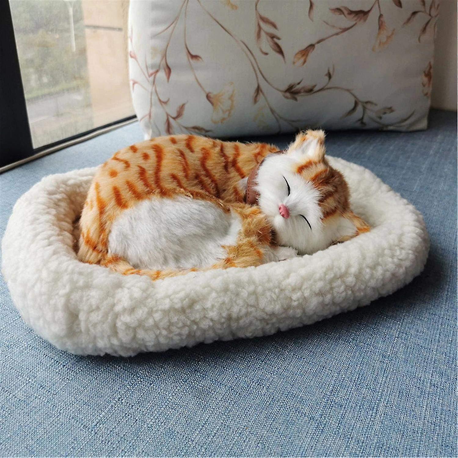 33cm Breathing cat simulation cat model ornaments plush cat model ...