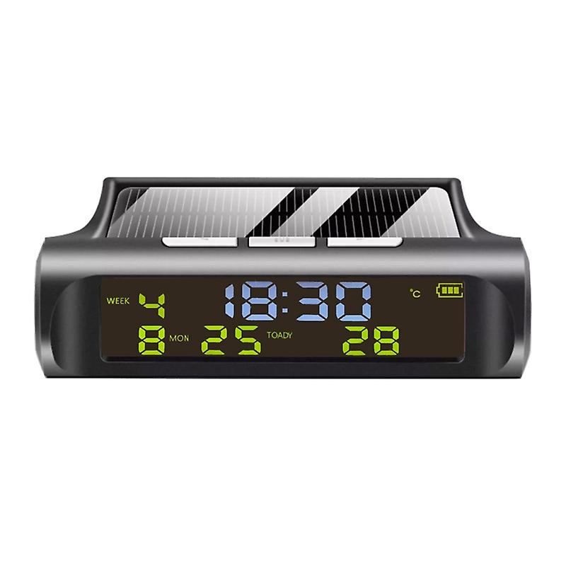 Solar Powered Digital Clock Automotive Interior Accessories Universal ...