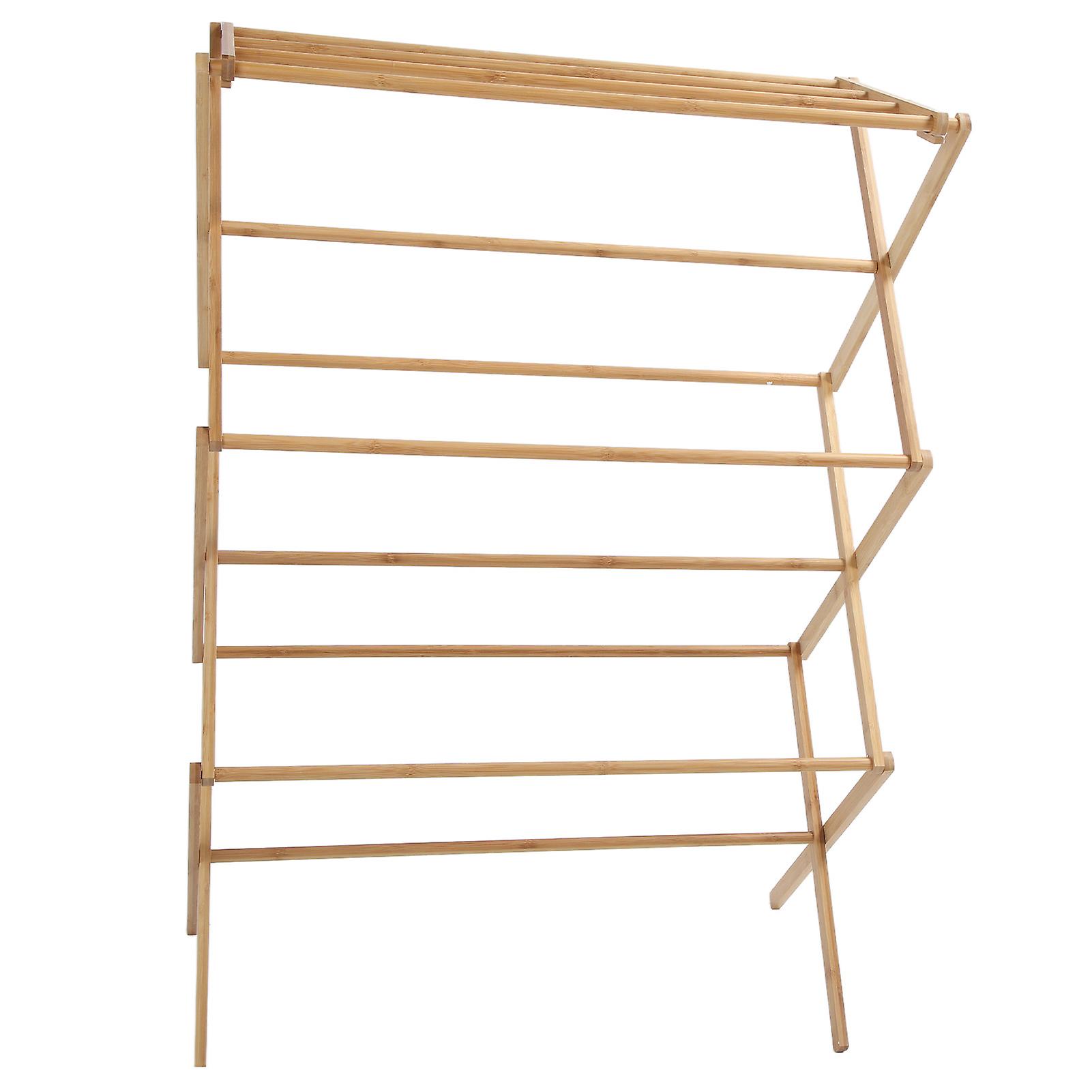 Collapsible Folding Wooden Clothes Drying Rack Bamboo Laundry Drying ...