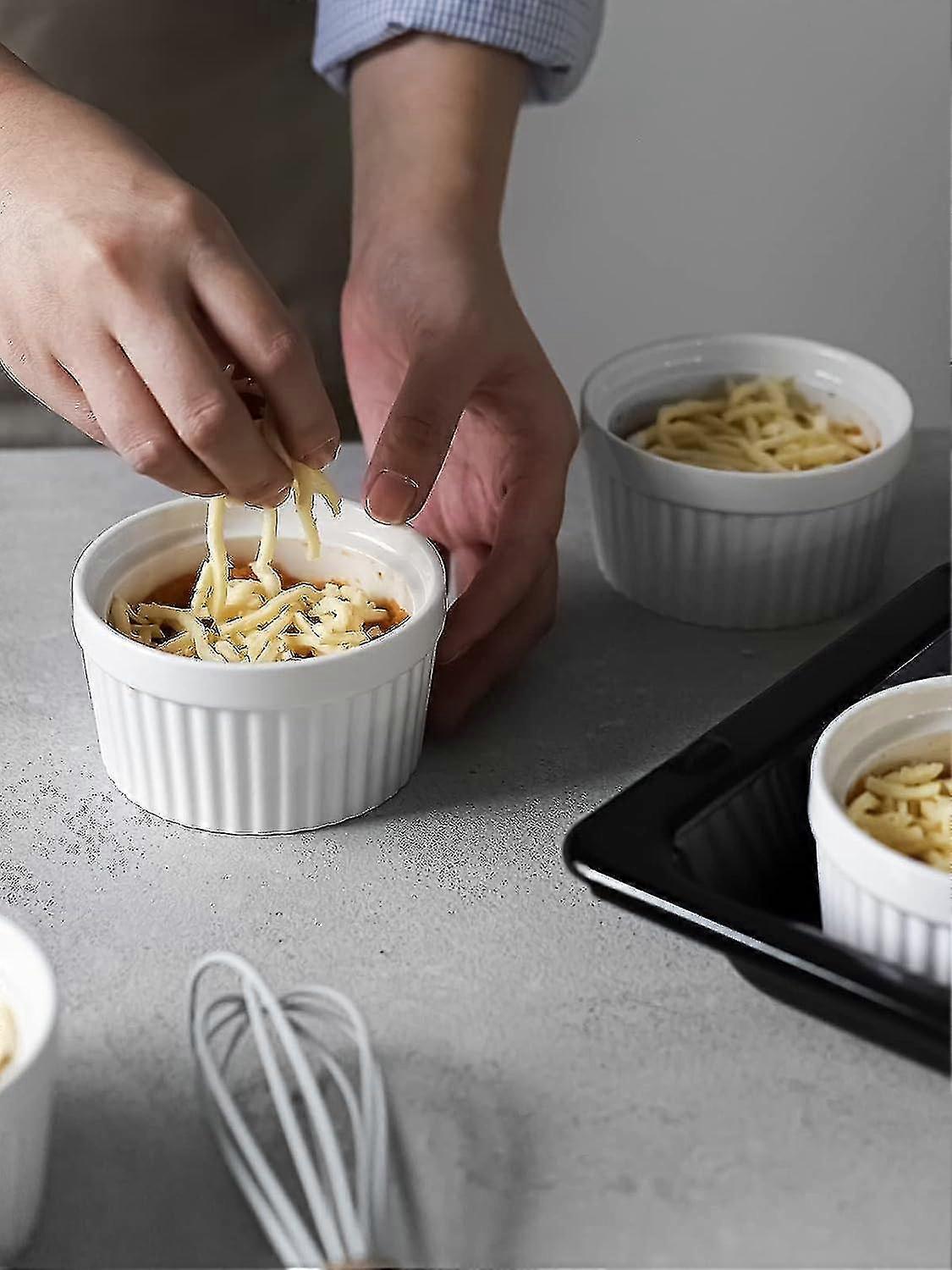 Set Of 6, Creme Brulee Ramekins For Pudding And Ice Cream, Porcelain ...