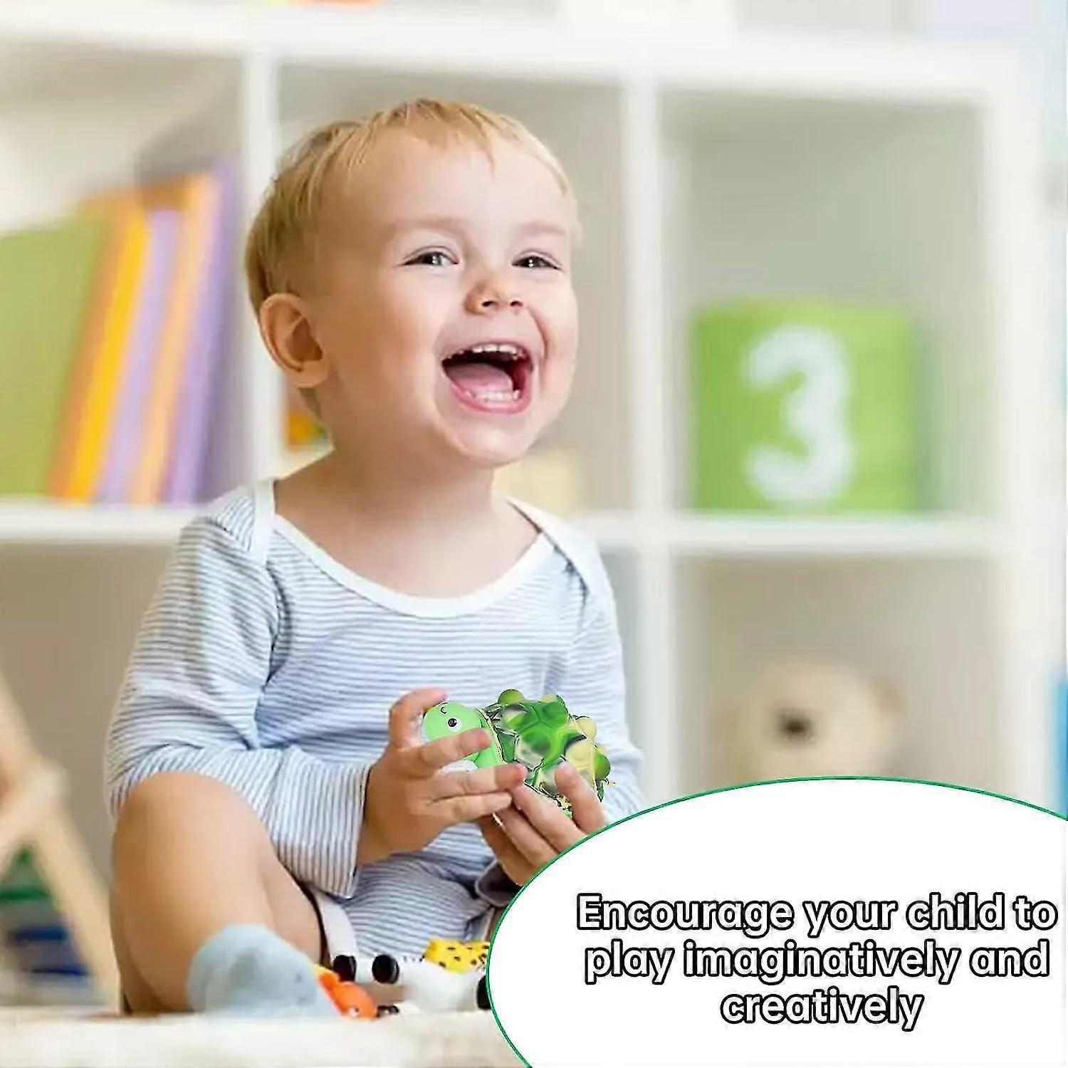 Fidget Toy, 3d Silicone Turtle Pushing Bubble Sensory Toy Pop Stress ...
