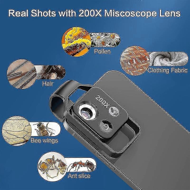 200X Cell Phone Microscope Accessory with CPL Lens, Portable Mini ...