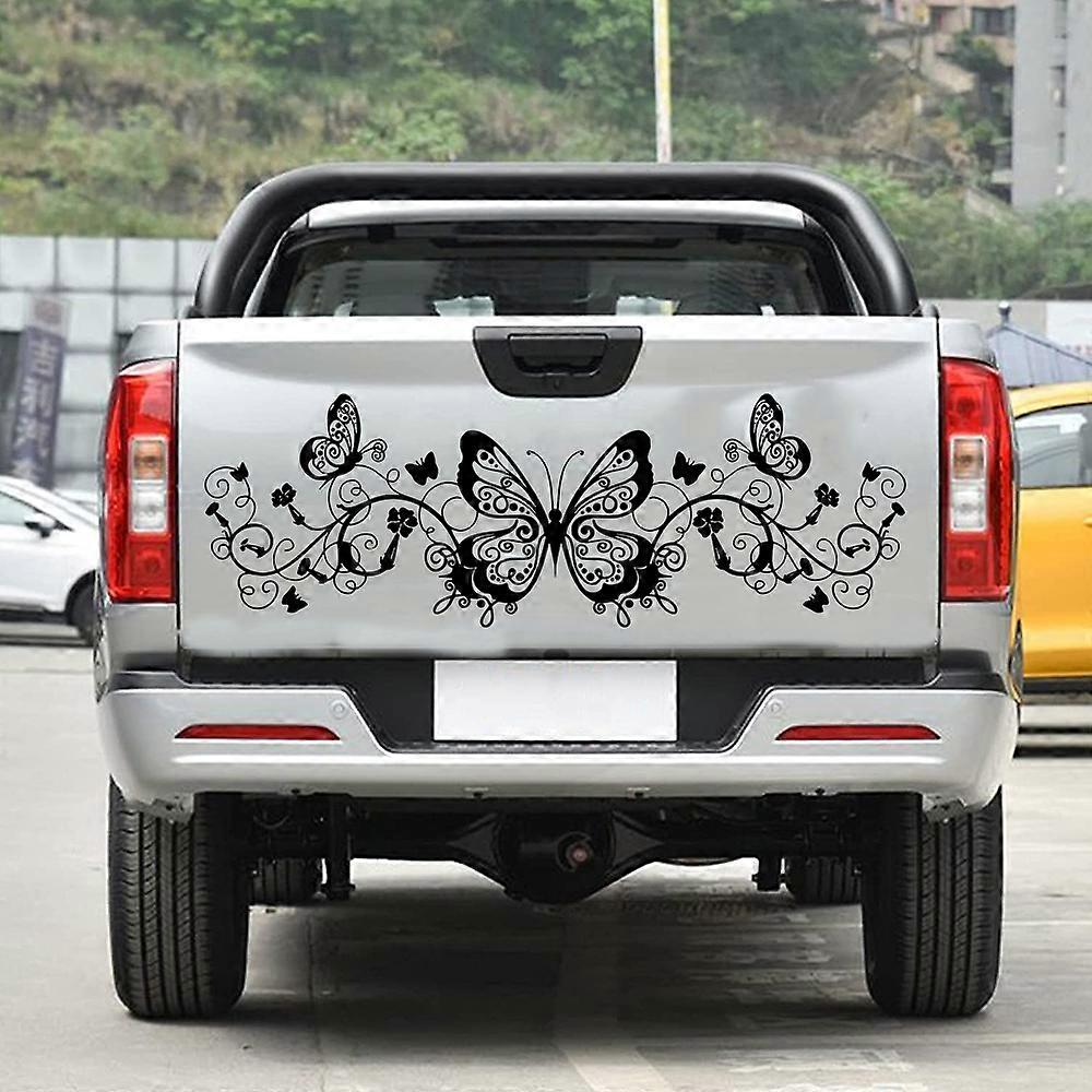Long Horizontal Butterfly and Flower Car Sticker Windshield Camping RV ...