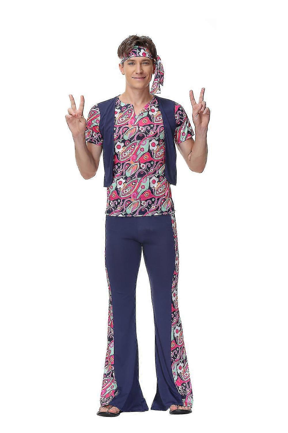 Retro 60s 70s Hippie Cosplay Carnival Halloween Costume For Men Women ...